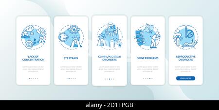 Screen addiction symptoms onboarding mobile app page screen with ...
