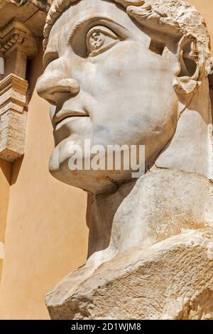 Head of a giant Roman statue of the Emperor Augustus. Vatican Museum ...