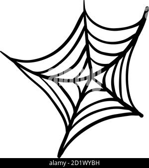 Halloween spider web doodle element. Isolated vector illustration for ...