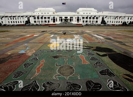 Aboriginal Tent Embassy in front of the Old Parliament House. Canberra ...