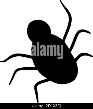 Halloween spider black silhouette doodle element. Isolated vector ...