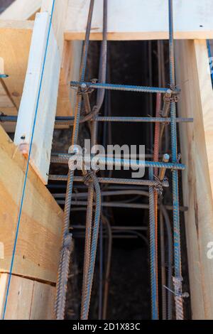 Reinforcement of corners for creating strip foundation for new house ...