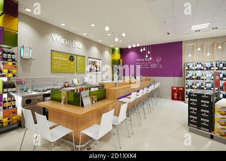 Wine display at Waitrose retail store at Horesham, south east England ...