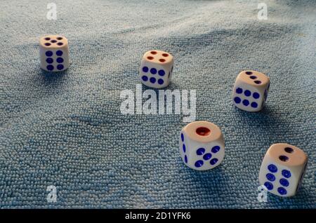 Closeup shot of five dice arranged from one to five Stock Photo - Alamy