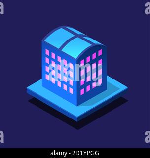 Night smart isometric city 3D illustration for design Stock Vector ...