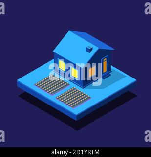 Night smart isometric city 3D illustration for design Stock Vector ...