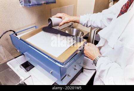 Demonstration of an ESDA machine being used to see indentations of ...