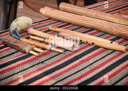ancient woodwind folk instruments Stock Photo - Alamy