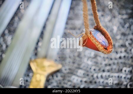 Ancient weapon - Sling for stone throwing Stock Photo - Alamy