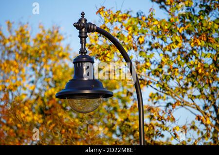 street lamp on a background of autumn leaves Stock Photo - Alamy