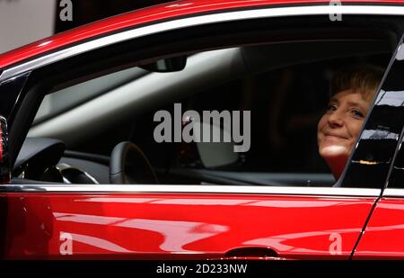 German Chancellor Angela Merkel smiles in front of a pyramid in Stock ...