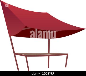 Eastern bazaar empty red tent cartoon vector illustration. Blank summer ...