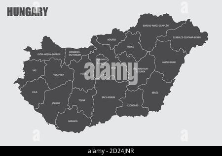 Hungary counties map Stock Vector Image & Art - Alamy