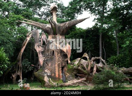 Sculptures in Osun Sacred Grove, UNESCO site in Oshogbo, Nigeria ...
