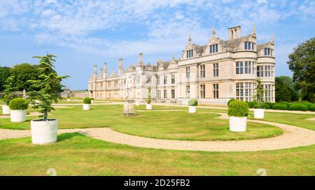 Summer view of Kirby Hall, an Elizabethan country house, near Gretton ...