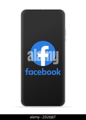 Facebook Logo on Smartphone Screen on Light Gray Background with Copy ...
