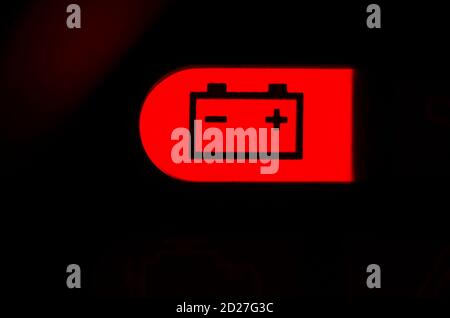 Screen display of car status warning light on dashboard panel symbols ...