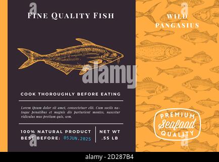 Pangasius Abstract Vector Sign, Symbol or Logo Template. Hand Drawn ...