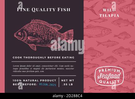 Premium Quality Tilapia Vector Packaging Label Design Modern Typography ...