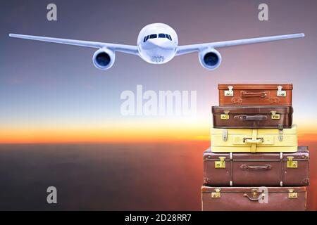 A pleasant journey with the suitcases prepared for the holiday Stock ...