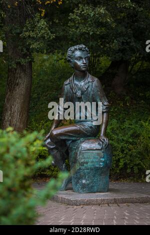 September, 2020. Zaharovo, Russia. The monument to famous Russian poet ...