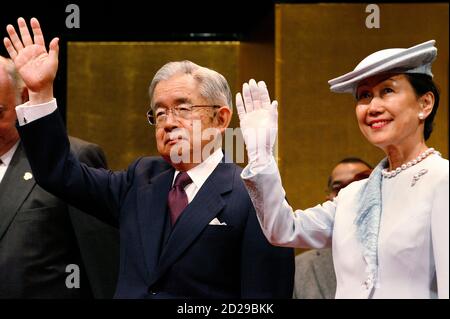 Japanese Prince Hitachi (L) and his wife Princess Hanako attend the ...