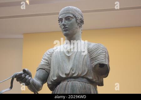 Iniochos , the famous 5th BC statue ,charioteer of Delphi in Greece ...