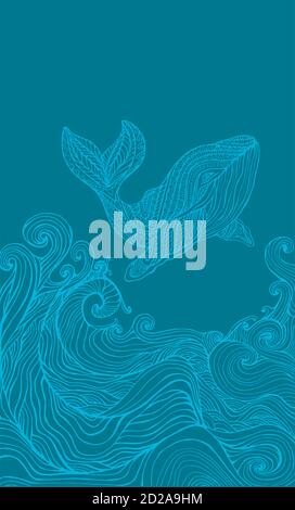 Fantasy ornament whale, blue color Stock Vector Image & Art - Alamy