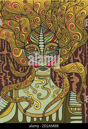 Vector steampunk poster, illustration of a fantastic wooden flying ship ...