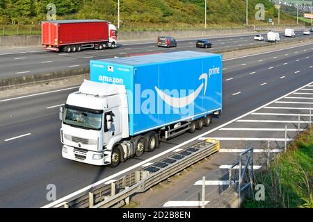 Truck trailer with Logo Amazon Prime entering the Amazon logistics ...