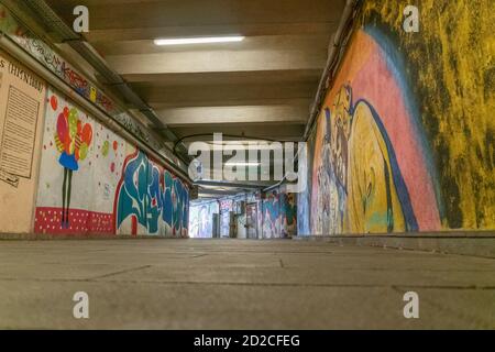 Tbilisi, Georgia - June 29 2019: Underpass with a variety of graffiti ...