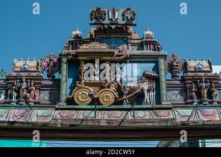 Colorful Sculptures of Hindu God and Goddess on the Gopuram of Sri ...