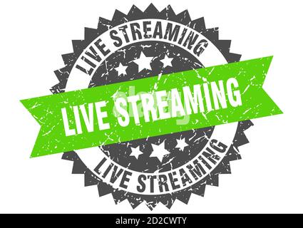 live streaming stamp. live streaming sign. round grunge label Stock ...