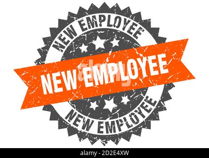 new employee sign. round ribbon label set. Stamp Stock Vector Image ...