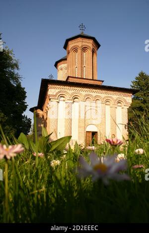 Exterior of 15th century Snagov Monastery, on an island on Lake Snagov ...