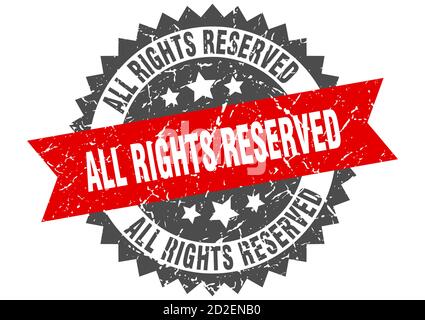 all rights reserved round stamp with ribbon. sign. label Stock Vector ...