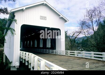 Dorena Oregon United States. Dorena covered bridge crossing the Row ...