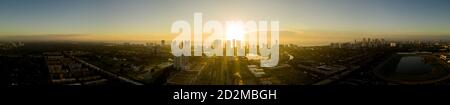 Beautiful sunrise aerial panorama Florida Hallandale Broward County ...