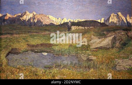 *Alpenlandschaft bei Sonnenuntergang* by Giovanni Segantini, painted in ...
