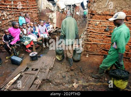 Kibera Town Centre in Kibera Slum, it provides access to clean water ...