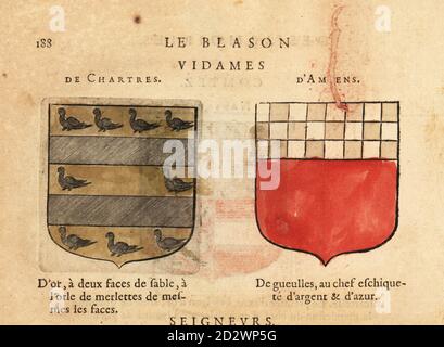 Coat of arms of the Vidame of:Chartres, with black fesses and martlet ...