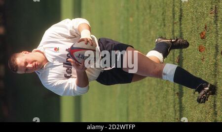New England rugby cap Mark Denney, a centre from Wasps, in action ...