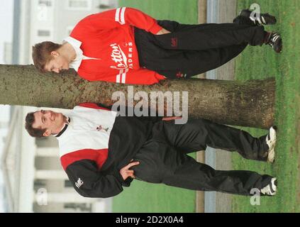 The new Welsh halfback pairing of Robert Howley (left) and Arwel Thomas ...
