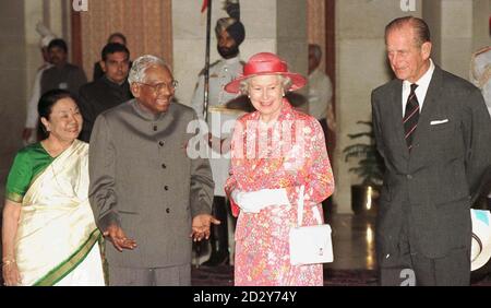 Mrs Narayanan, President Narayanan and The Duke of Edinburgh, look on ...