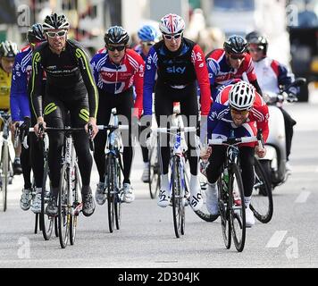 Mark Cavendish of Great Britain, right, and his teammate Robert Hayles ...