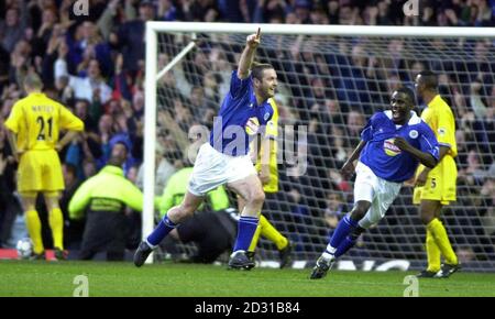 Leicester City's Gerry Taggart (c) celebrates his goal with teammates ...