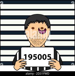 Prisoner In Front Of Wall With Scale Icon. Editable Bold Outline With ...