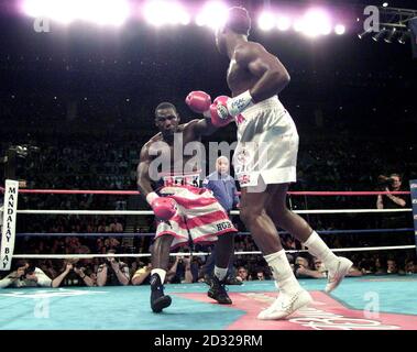 Great Britain's Lennox Lewis knocks out USA's Hasim Rahman during the ...