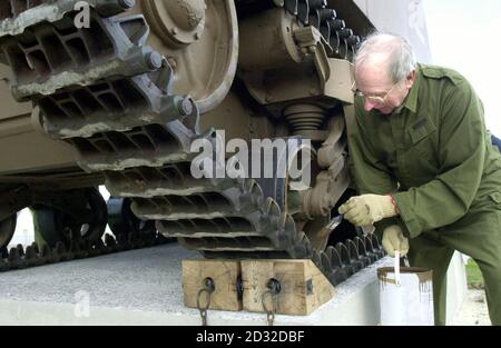 The Sexton 25 pounder, Self Propelled Gun is positioned into place in ...