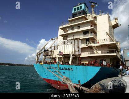 The merchant ship Maersk Alabama lifeboat on display in Fort Pierce ...